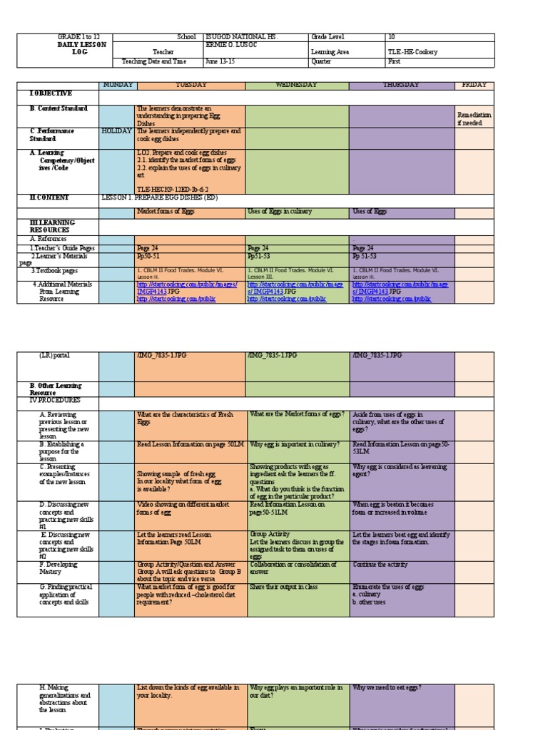 Cookery G10 1st Quarter Week 2 Pdf Learning Cognition