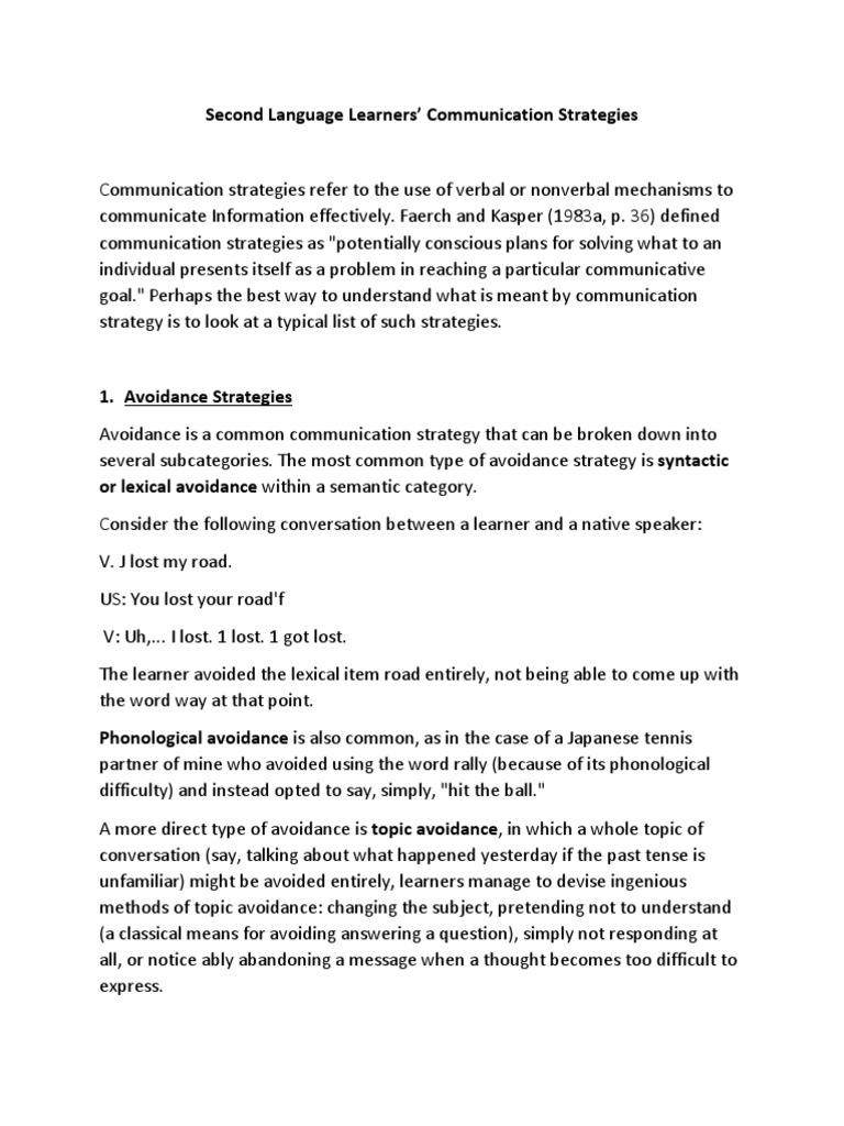 Communication Strategies | PDF | Communication | Second Language
