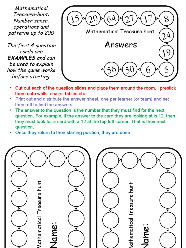 Treasure Hunt - Numbers To 200 Small Version | PDF | Entertainment | Gaming