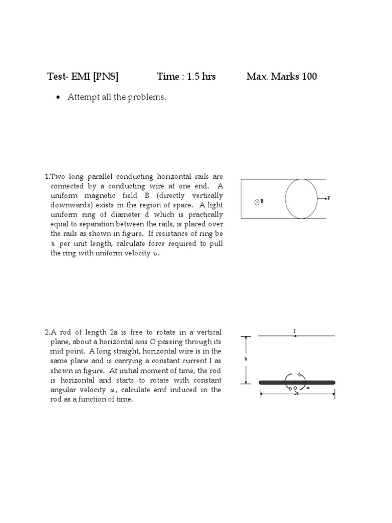 Test EMI | PDF | Rotation Around A Fixed Axis | Electromagnetic Induction