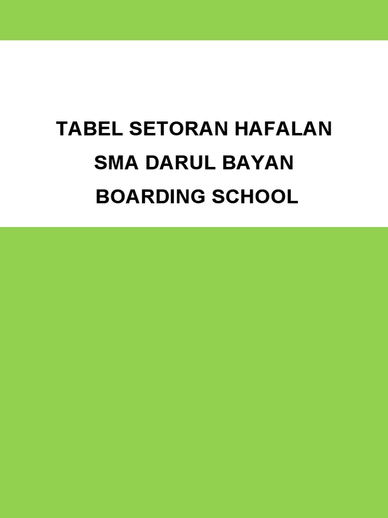 Tabel Setoran Hafalan 30 Juz DBBS | PDF