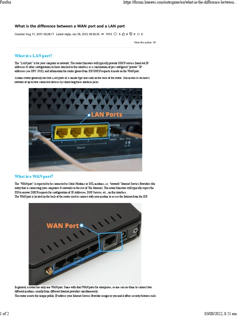Diff Wan Lan Port | Download Free PDF | Computer Network | Router (Computing)