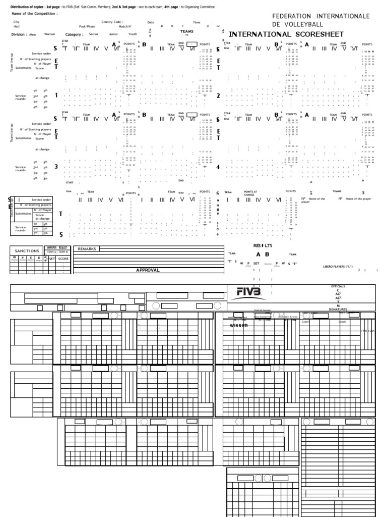 FIVB VB Scoresheet 2013 Updated2 | PDF | Sports