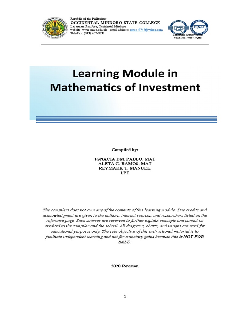 Mathematics-of-Investment-midterm Lessons | PDF | Interest | Bonds ...