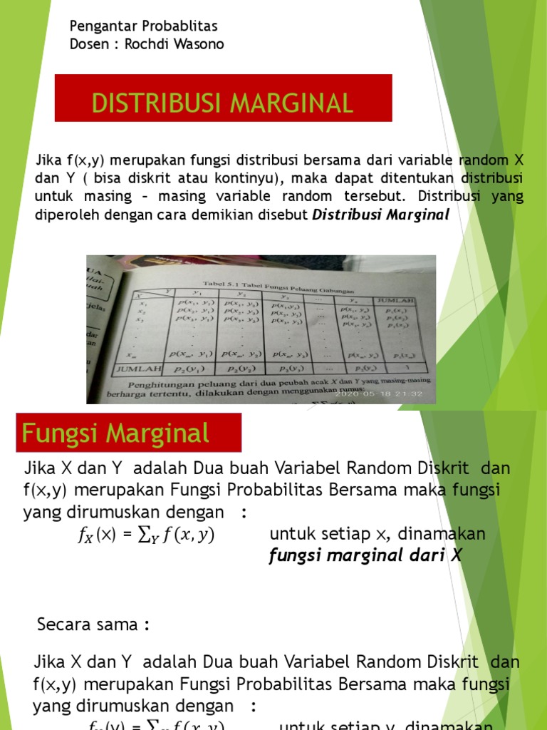 Distribusi dan Fungsi Marginal | PDF | Metode & Bahan Ajar