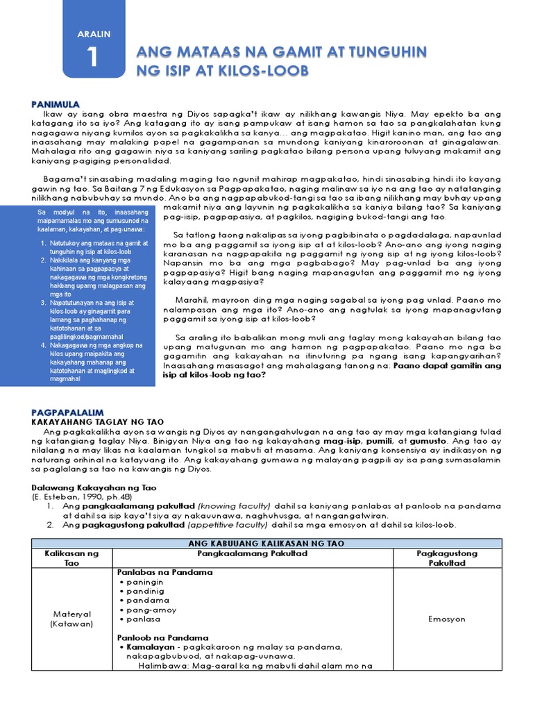 Aralin 1 Pagpapalalim 1 | PDF