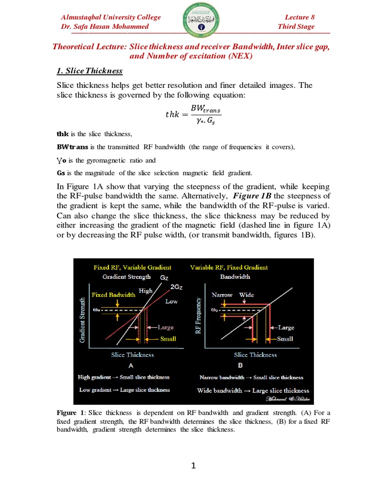 MRI Slice Thickness and Bandwidth Analysis | PDF