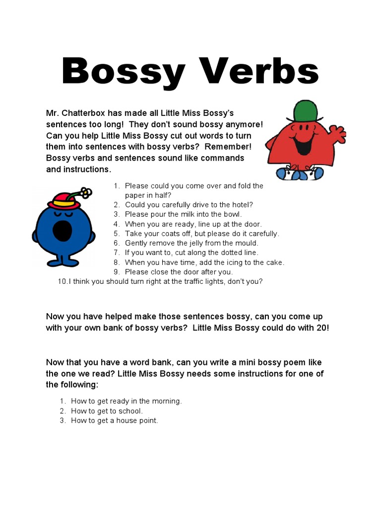 19.4.13 Bossy Verbs Worksheet | PDF