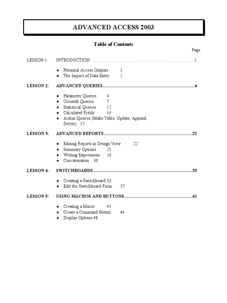 Advanced Access 2003 | Download Free PDF | Databases | Information ...