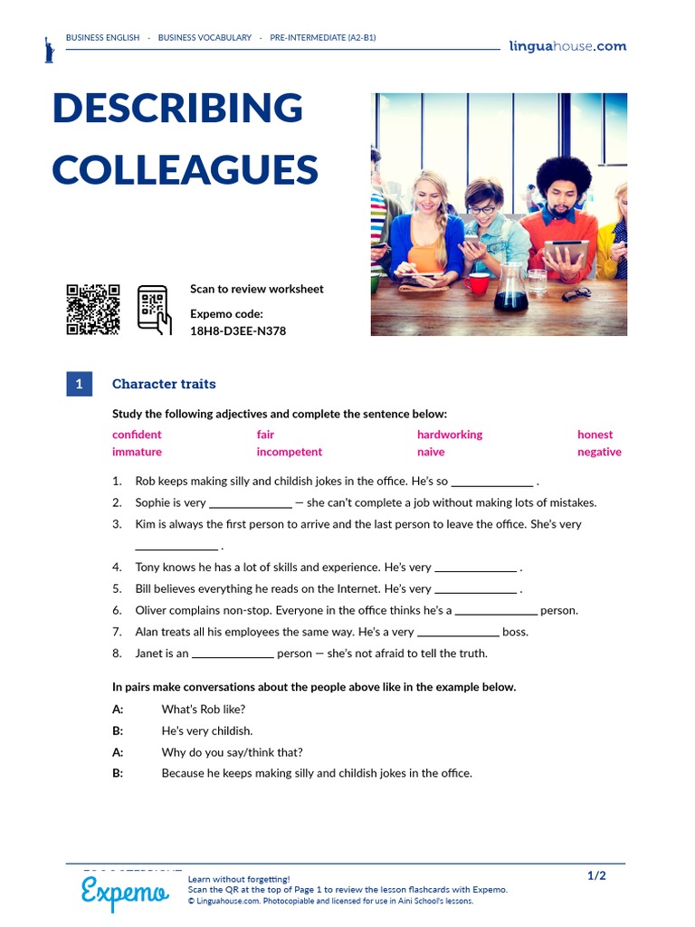 Describing Colleagues American English Student Ver2 | PDF