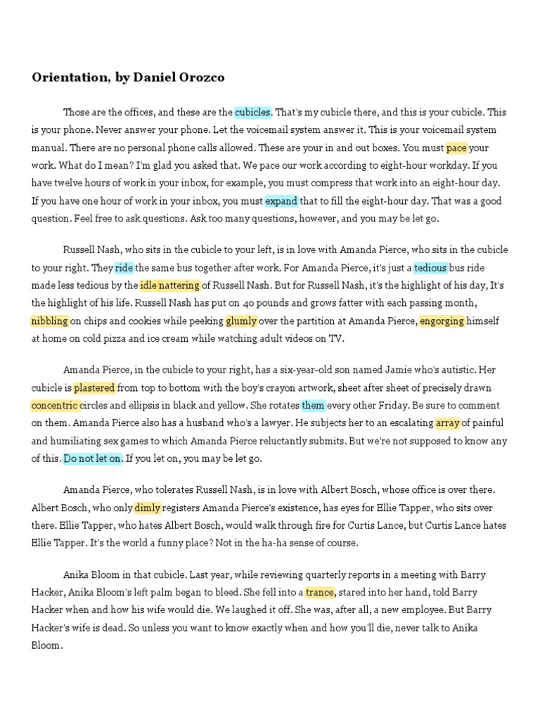 Orientation by Daniel Orozco | PDF