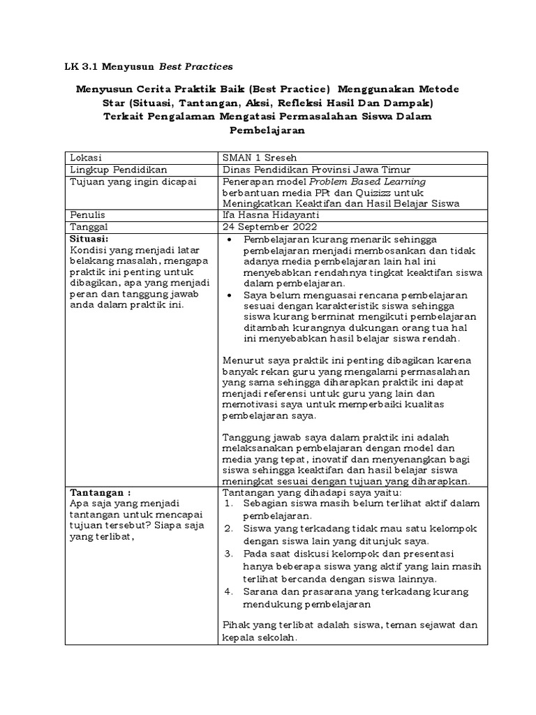 Menyusun Best Practices-Ifa Hasna Hidayanti | PDF