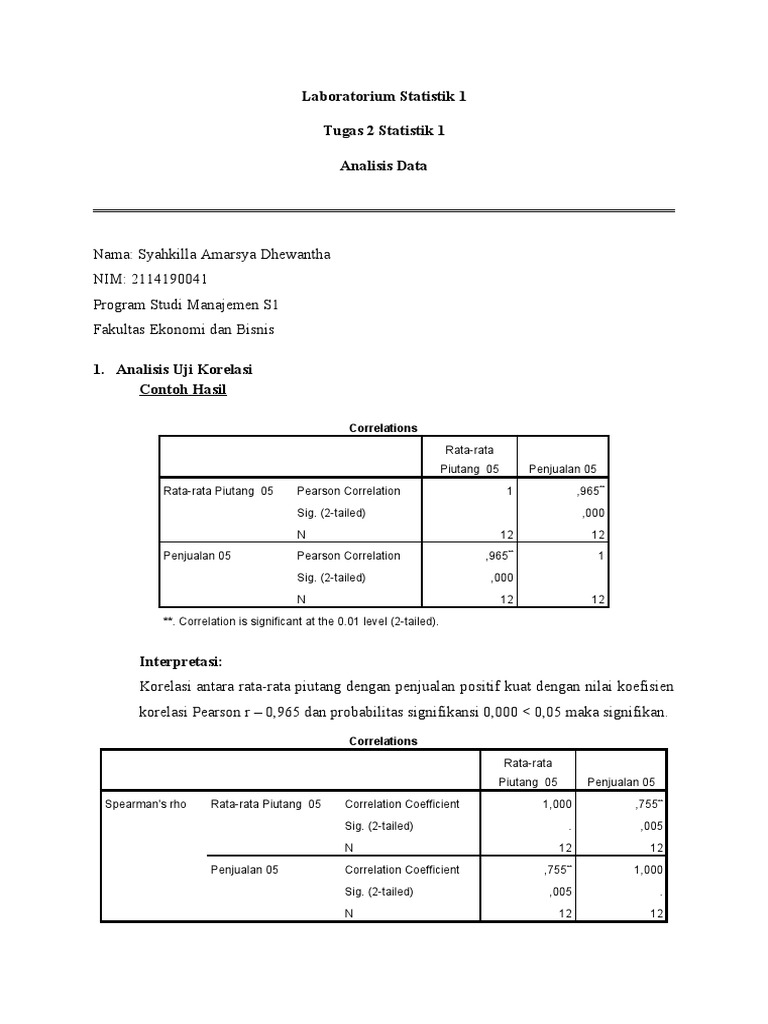 Hasil Interpretasi 2 LAB Statistik | PDF
