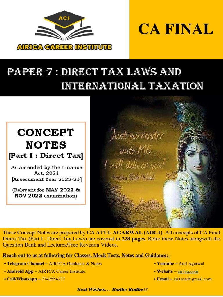 DT Handwritten Concept Notes (Part I) May 22 Exams | PDF | Tax ...