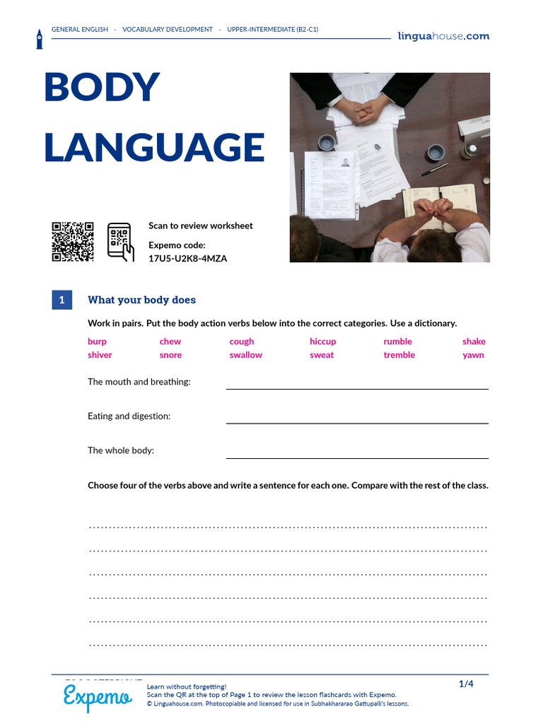 Body Language Worksheet 7 Key | PDF