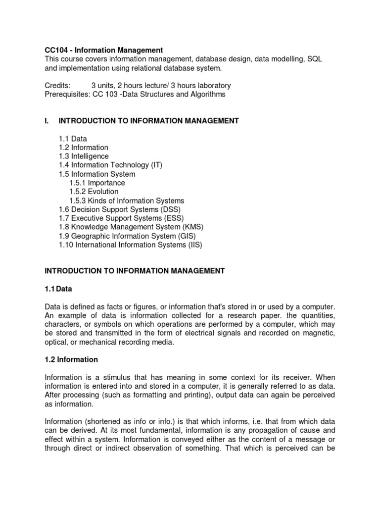 CC104 Lect1 | PDF | Geographic Information System | Information