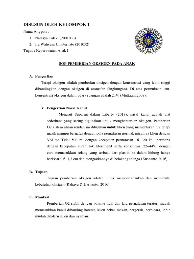 Sop Pemasangan O2 Pada Anak | PDF