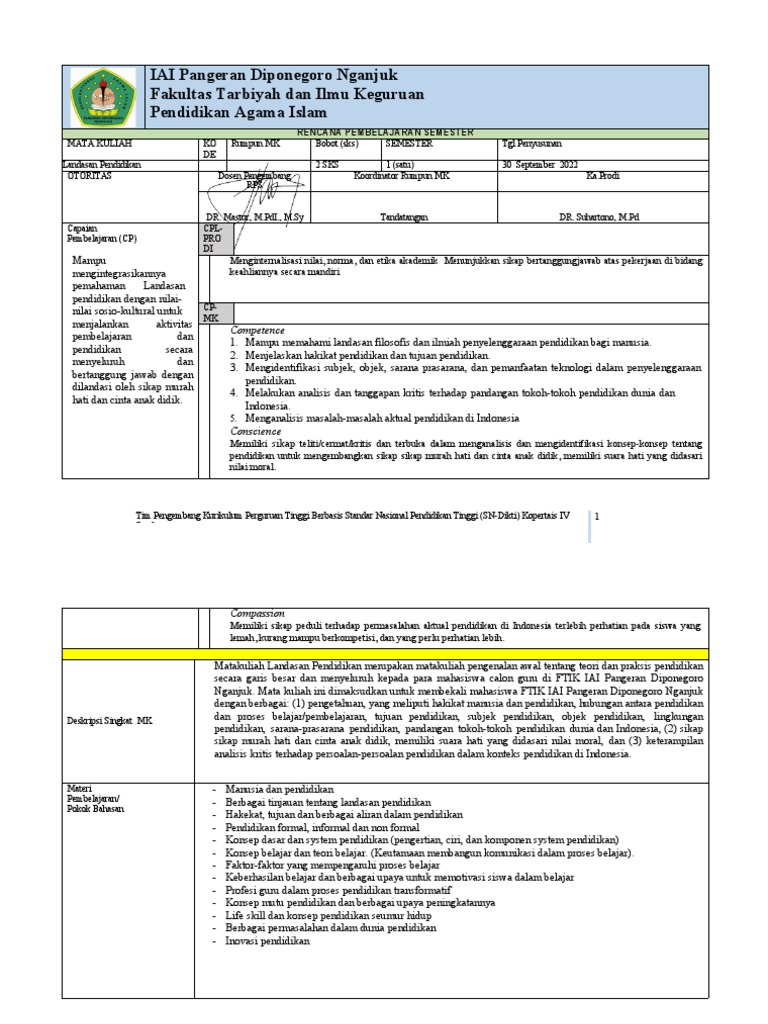 RPS SN-DIKTI - Landasan Pendidikan | PDF | Sains & Matematika