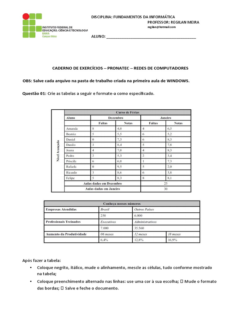 Caderno de Exercicios Word | PDF | Informática