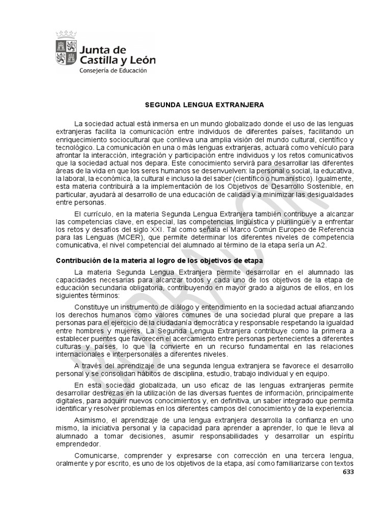 Segunda Lengua Extranjera | PDF | Segundo lenguaje | Evaluación
