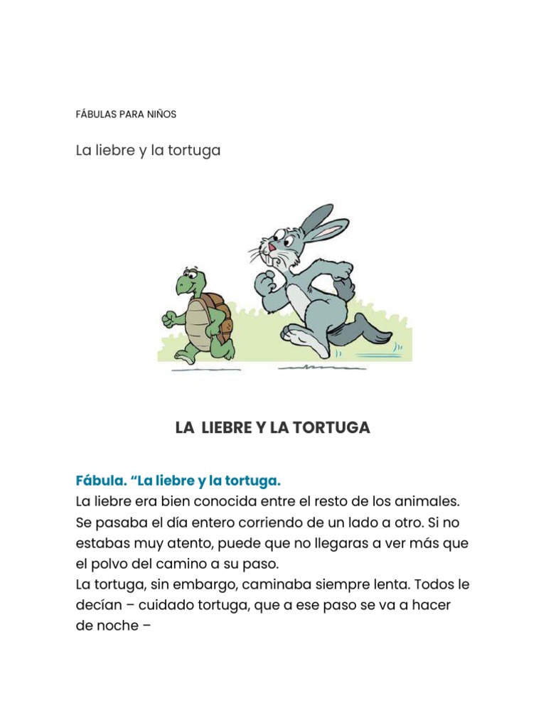 La liebre y la tortuga: fábula y moraleja | PDF | Arte | Libros para ...