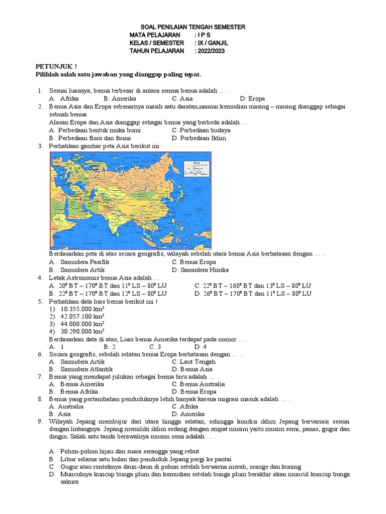 Soal PTS Ips Ganjil KLS Ix | PDF