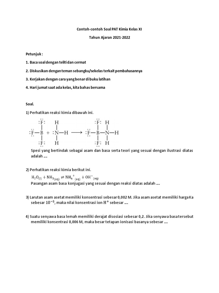 Contoh-Contoh Soal PAT Kimia Kelas XII | PDF