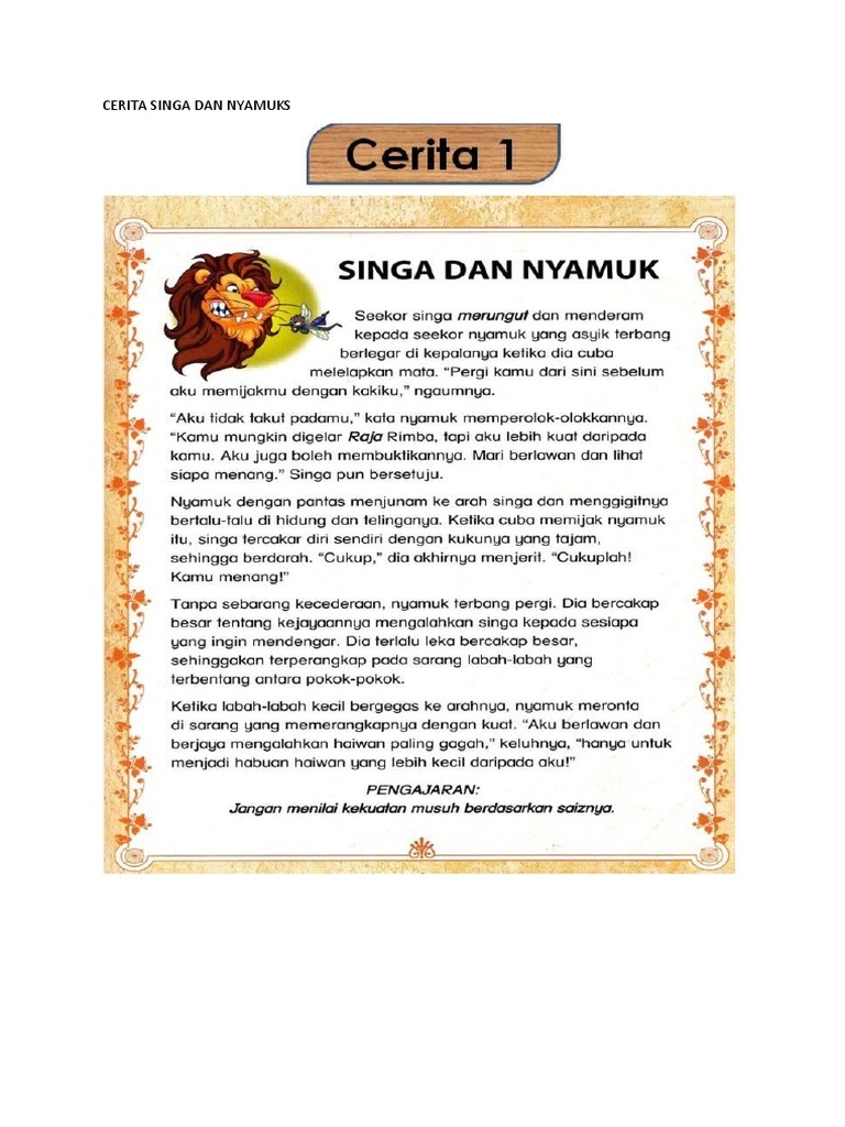 Cerita Singa Dan Nyamuk | PDF