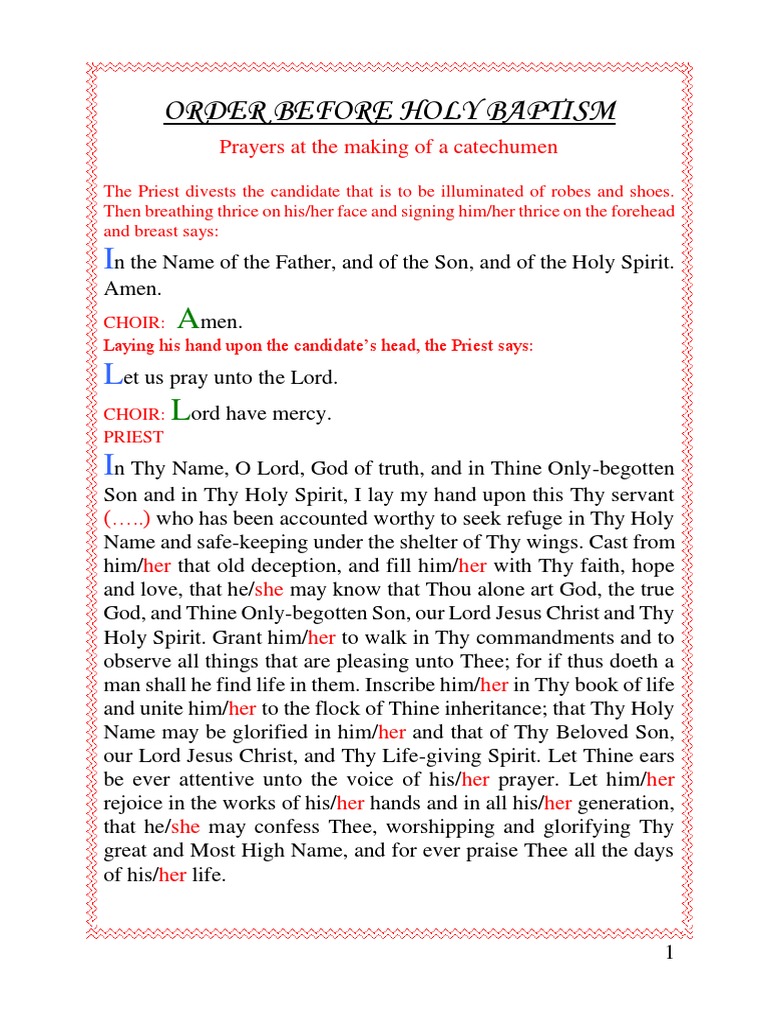 ORDER BEFORE HOLY BAPTISM-EUCHOLOGION Slujba Sfânta Taina A Botezului ...