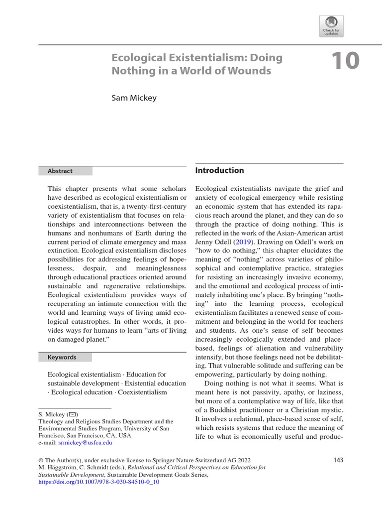 Article Ecological Existentialism Doing Nothing | PDF | Existentialism | Martin Heidegger