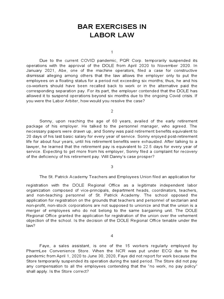 Labor - Bar Exercises | PDF