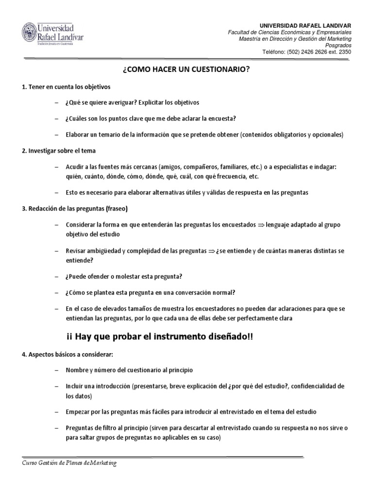 DOCUMENTO - Cómo Hacer Un Cuestionario | PDF