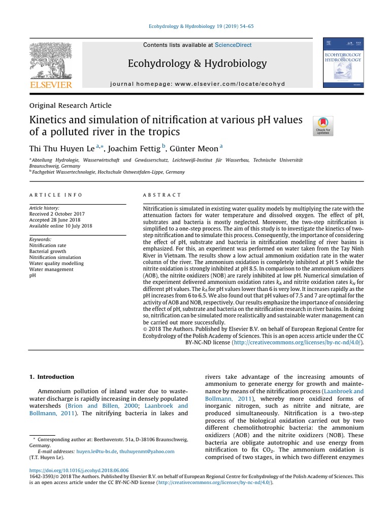 Nitrification Kinetics in Tropical River | PDF | Science & Mathematics