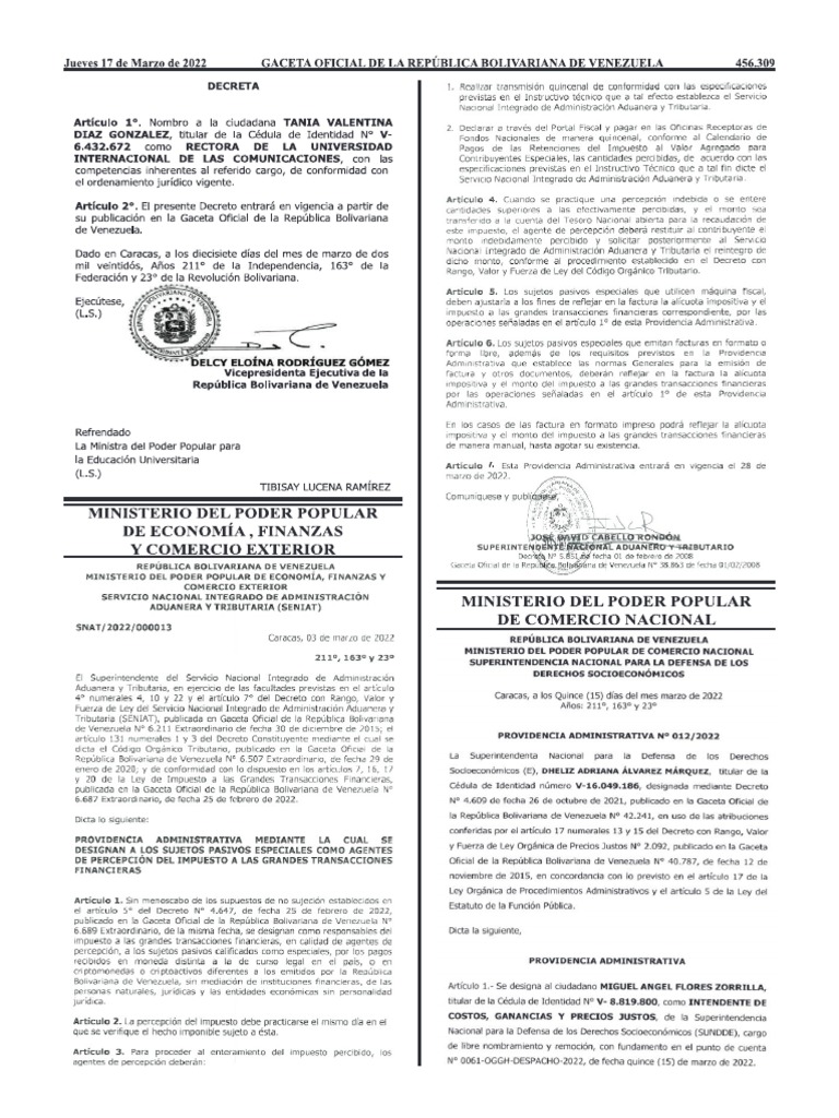 Providencia 0013 Igtf Seniat | PDF