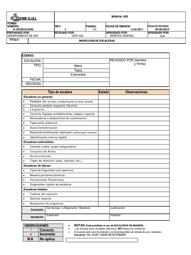 Inspección de Escaleras de Mano | PDF