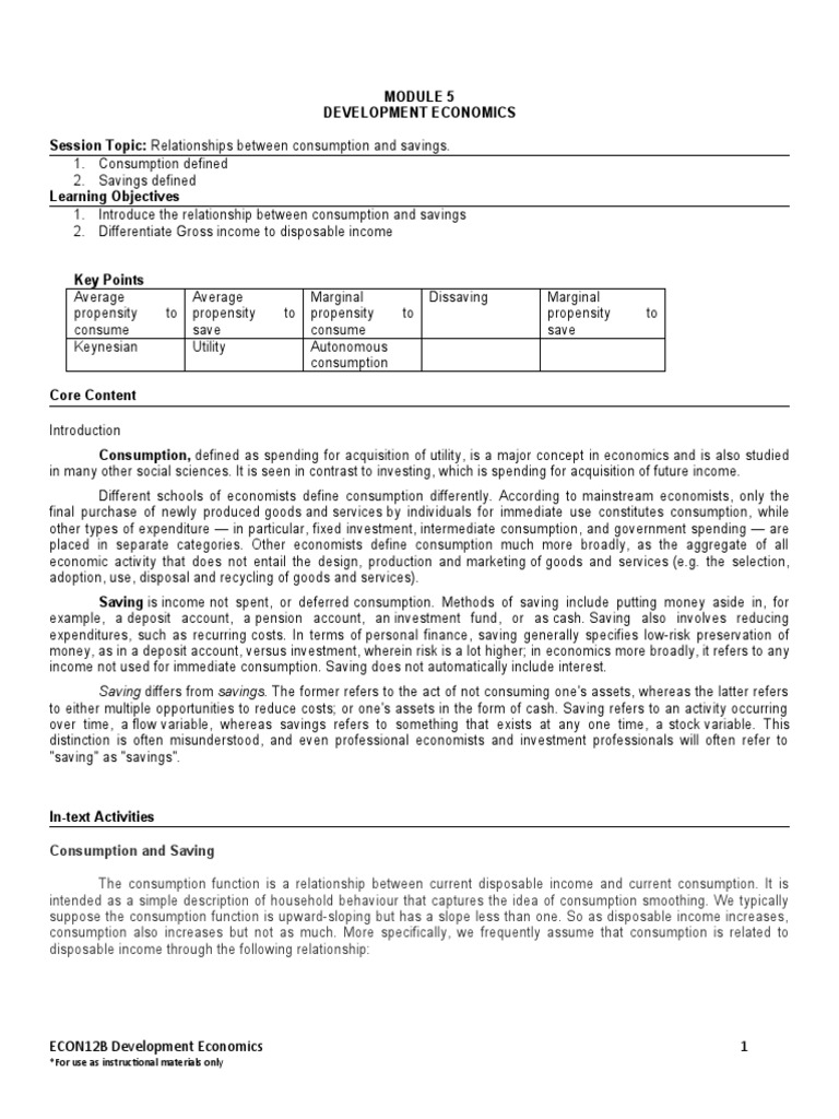 ECON12B Modules 5 | PDF | Economic Growth | Consumption (Economics)