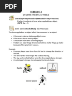 Science 4 Activity Sheet Q3 WK 1 | PDF | Force