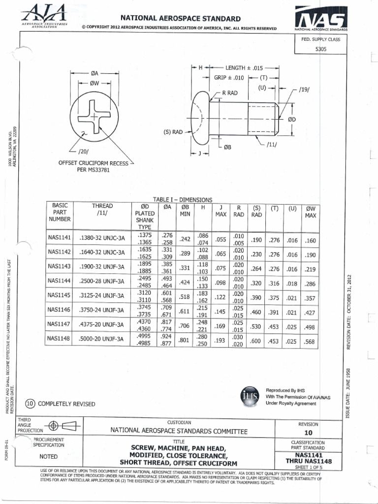 Nas1141 Thru 1148 Rev.10 | PDF