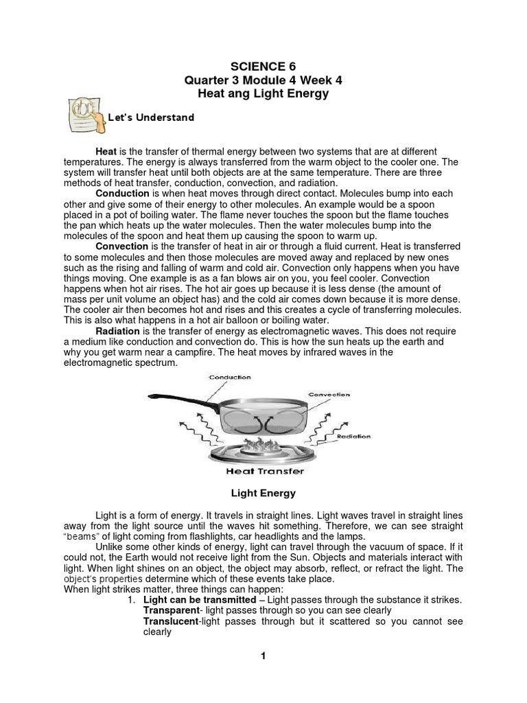 Heat and Light Energy Transfer | PDF | Light | Reflection (Physics)