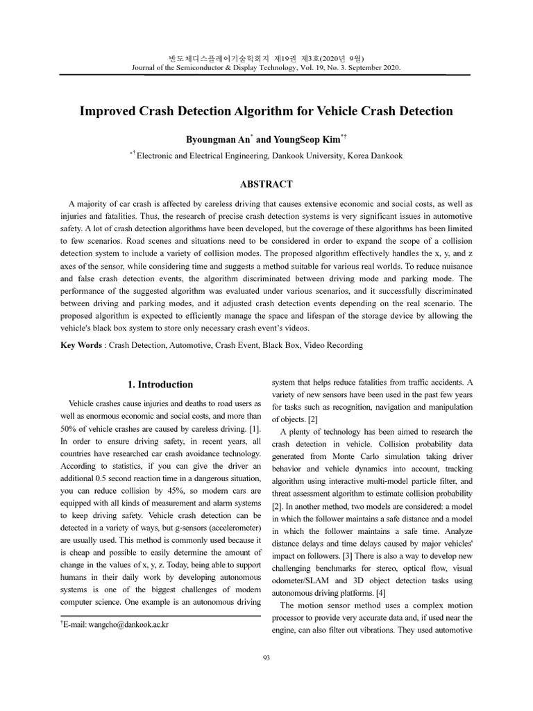 Improved Crash Detection Algorithm For Vehicle Crash Detection | PDF ...