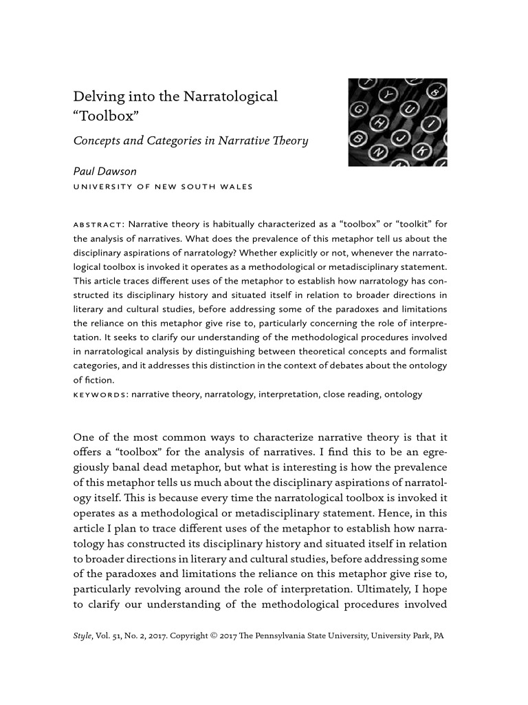 Delving Into The Narratological Toolbox | PDF | Narrative | Theory
