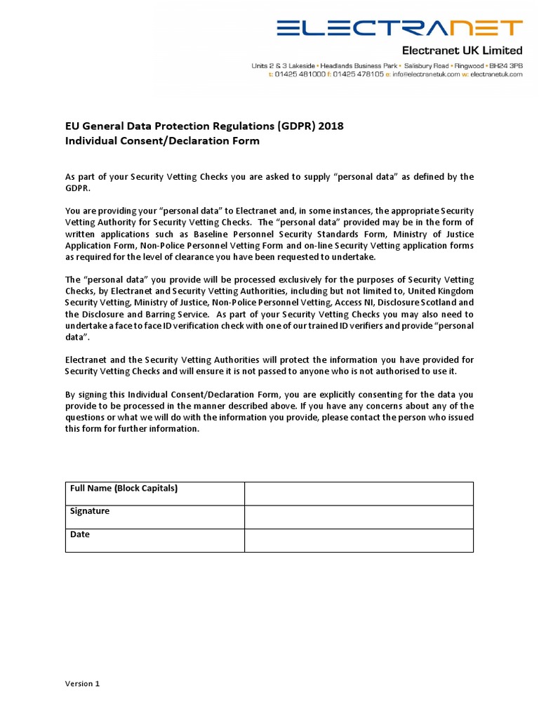 GDPR Declaration | PDF