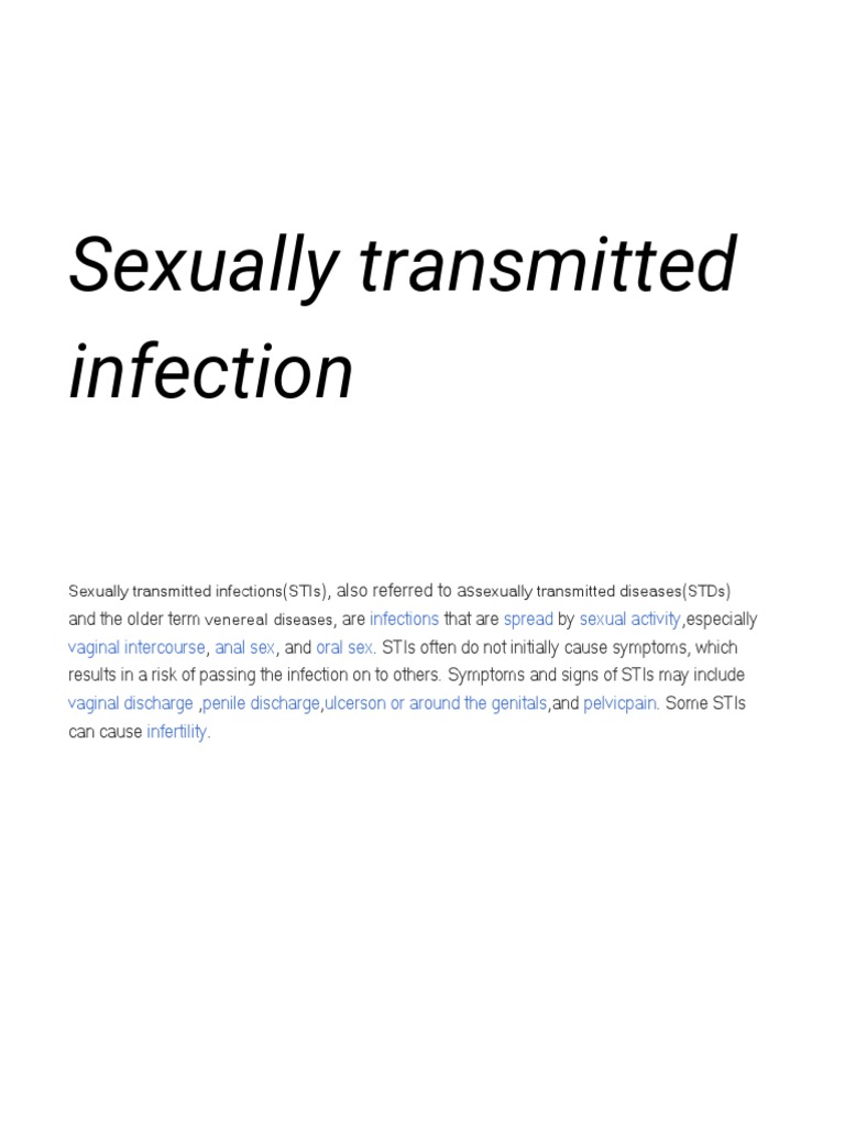 Sexually Transmitted Infection - Wikipedia | PDF | Sexually Transmitted ...