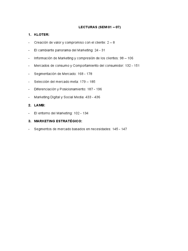 Lecturas (Semanas 01-07) | PDF