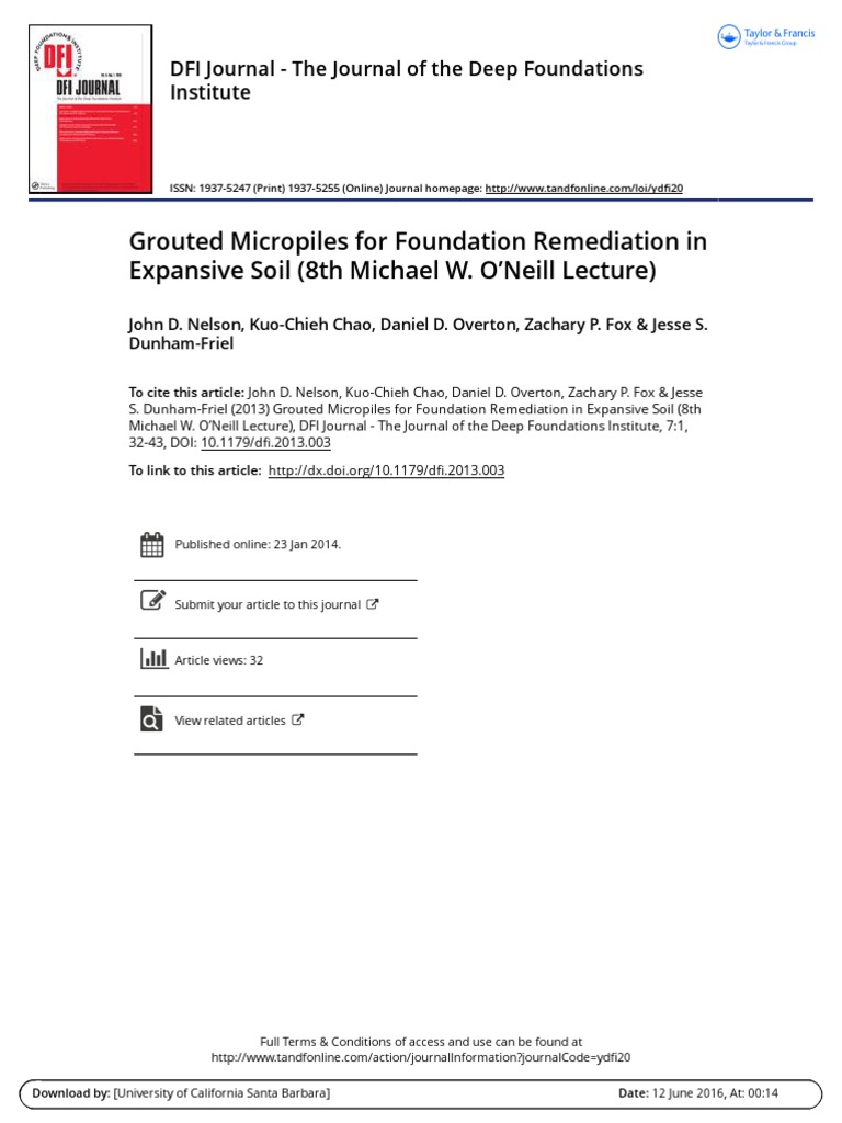 Nelson2013 - Grouted Micropiles For Foundation Remediation Expansive ...