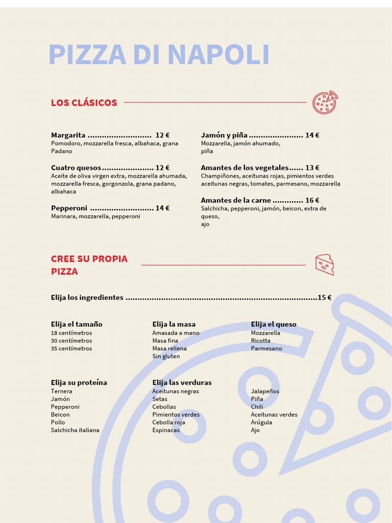 Formato de Carta de Pizza | PDF | Pizza | Salsa de tomate