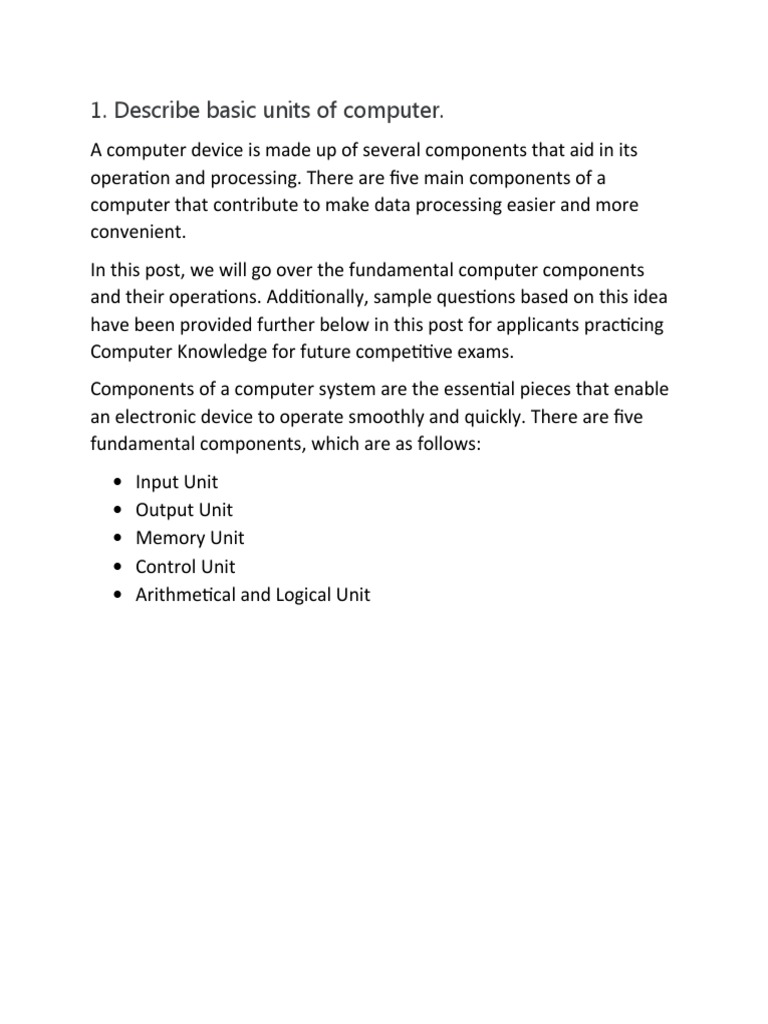 Assessment 1 Computer Appreciation Pdf Computer Data Storage Numbers 