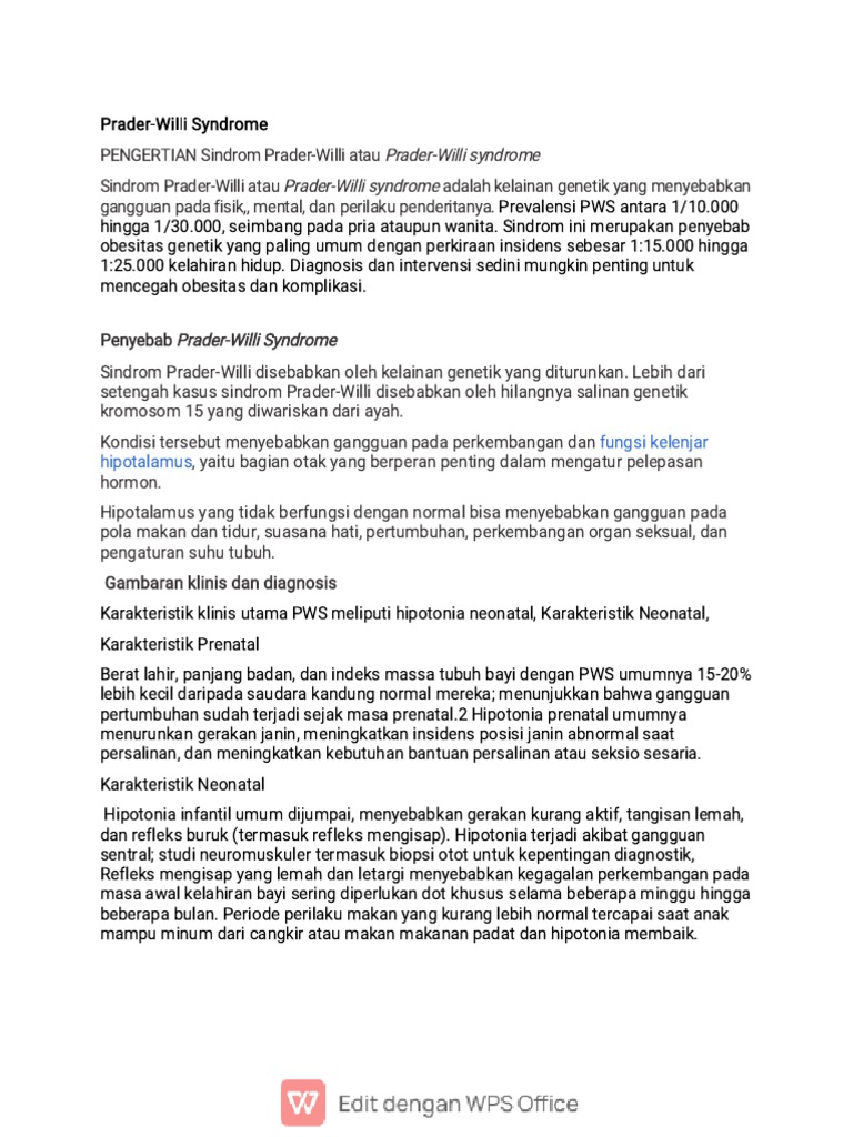 Prader Will Sindrom | PDF