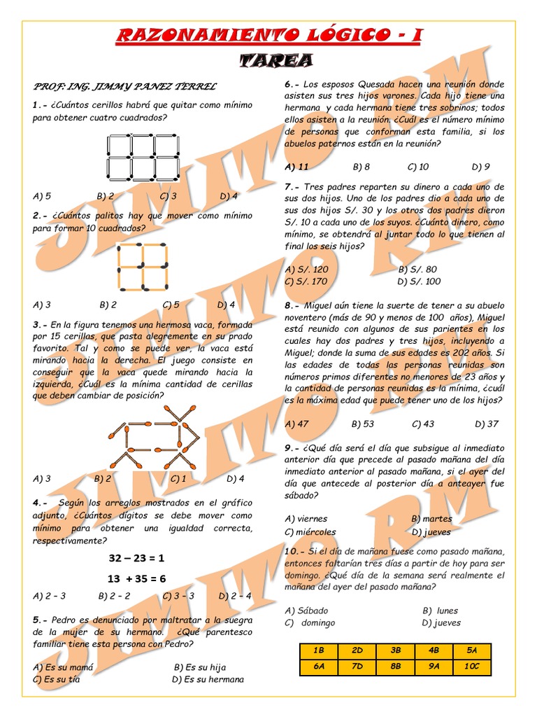 Raz. Logico - I (Tarea) | PDF