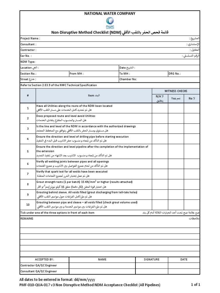 PMF-010-QUA-017 v3 Non Disruptive Method NDM Acceptance Checklist (All ...